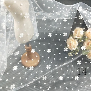 20 Styles White Flocking Doted Lace Fabric Snowflakes Veil Lace Tulle ...