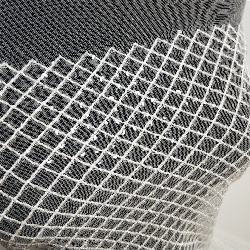 Sequin Mesh Embroidery Ivory Tulle Lace Fabric Flower Alencon | Etsy