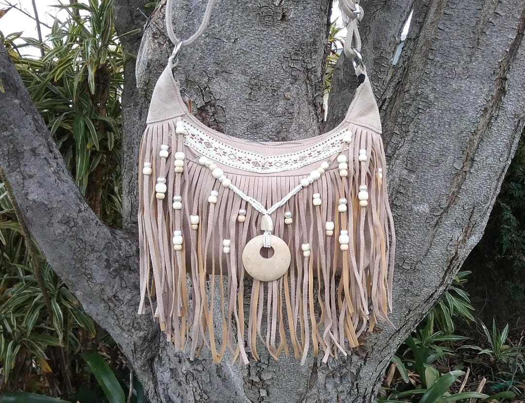 Fawn Vegan Fringed Purse Boho Style, Hippie Gypsy Tassel Cross Body Bag ...