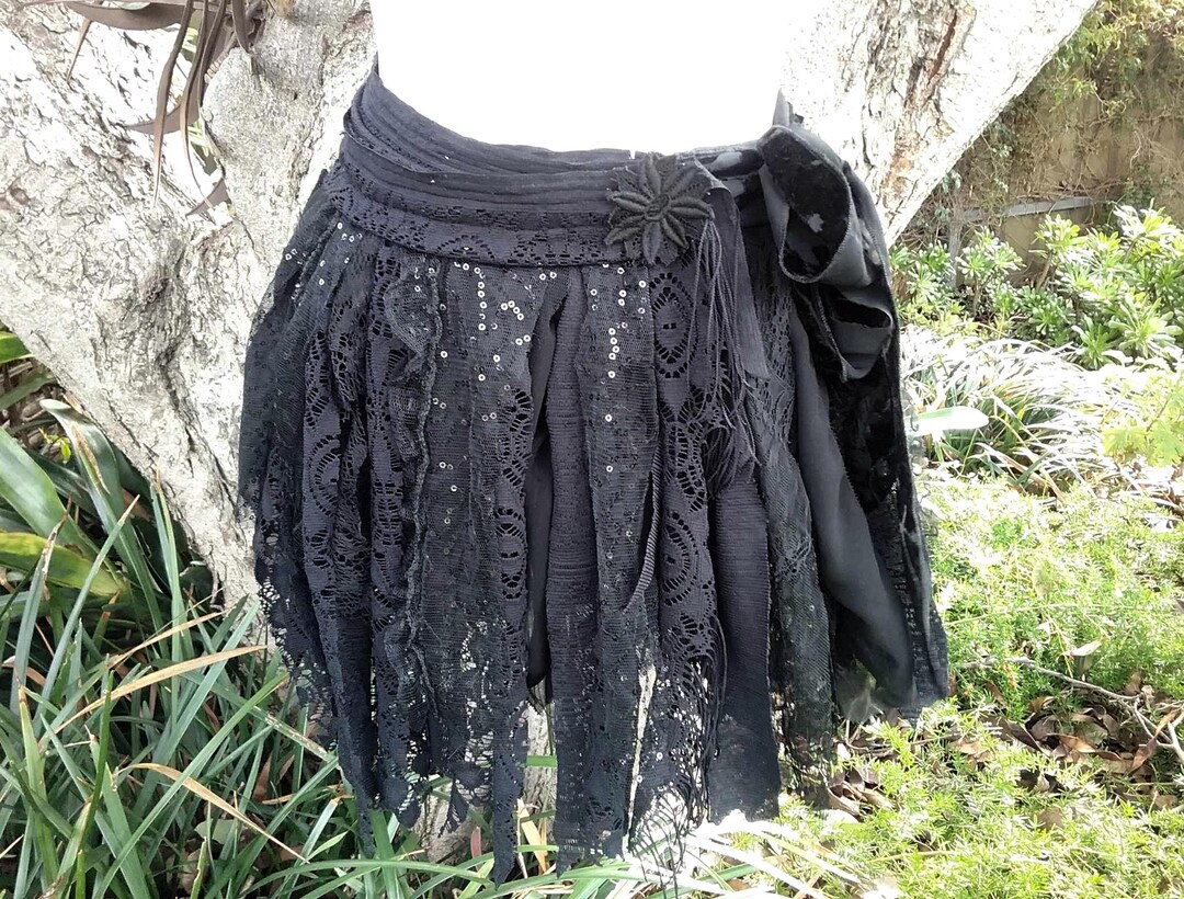 Black Goth Skirt, Festival Clothing, Fairy Shabby Tutu, Shabby Wrap ...