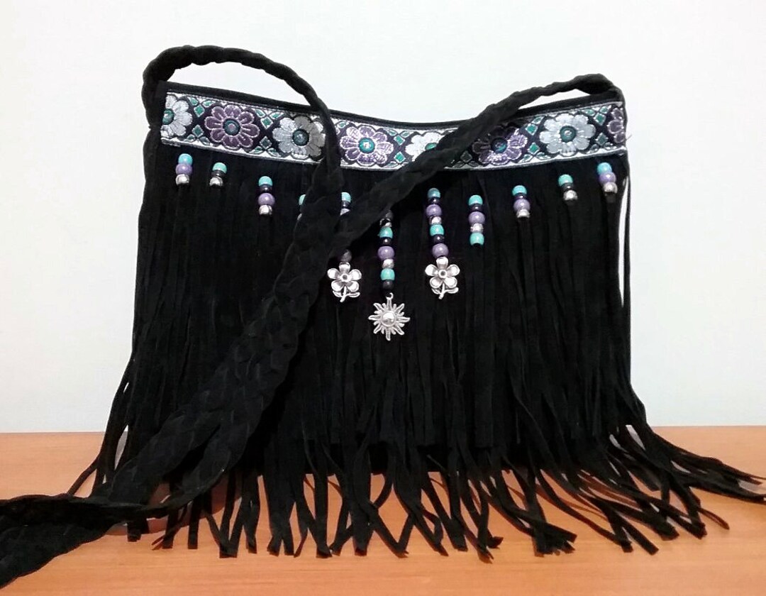 Boho Fringed Handbag, Faux Suede Fringed Crossbody Bag Shoulder Bag for ...