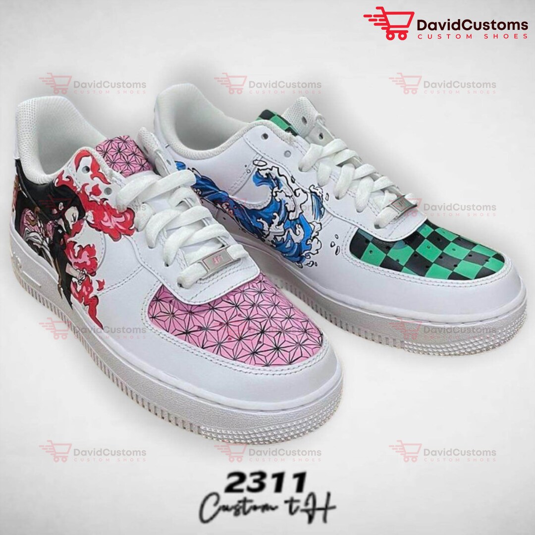 Demon Slayer Kimetsu No Yaiba Tanjiro X Nezuko AF1 Custom Shoes, Custom ...