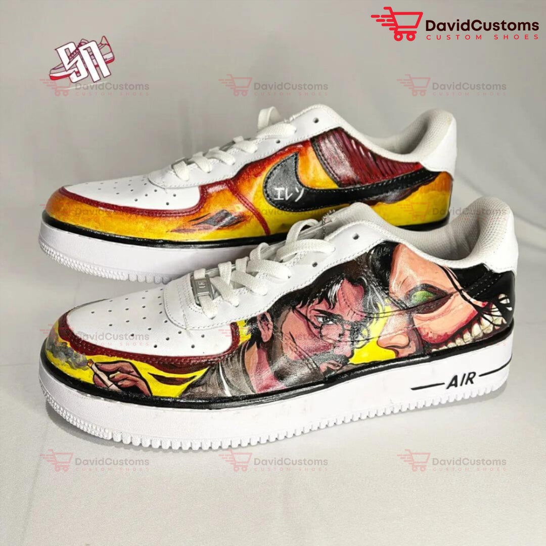 Attack on Titan Eren X Zeke AF1 Custom Shoes, Custom Hand Painted Shoes ...