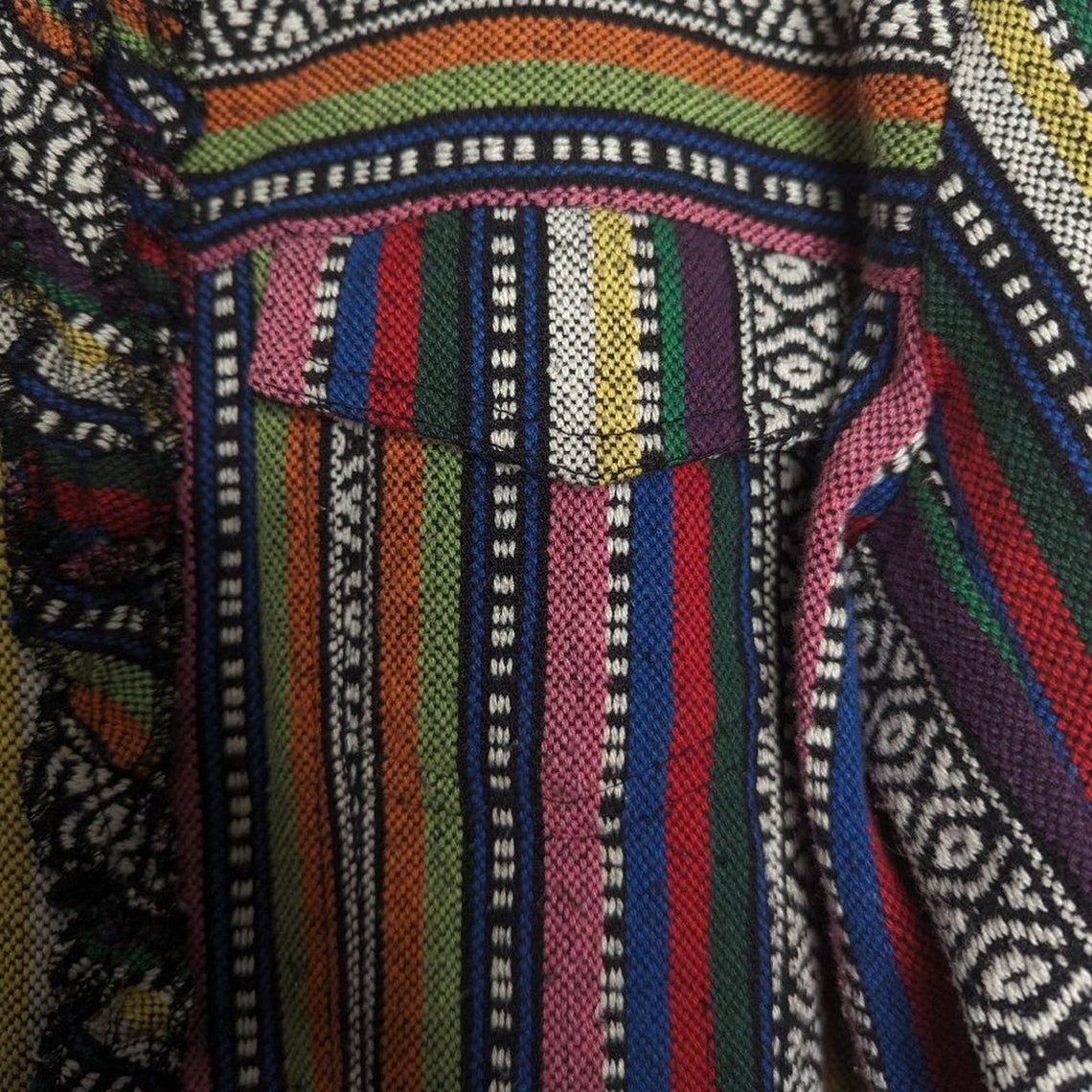 Chico's Vintage Multicolor Baja Pattern Jacket Raw Edges Long Sleeve ...