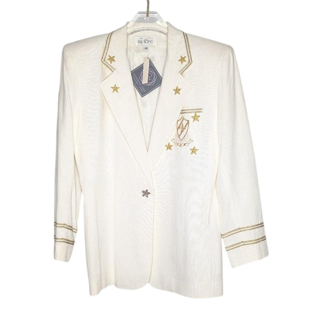 Vintage the Icing Gold Star Embroidered Crest Long Sleeve Blazer Star ...