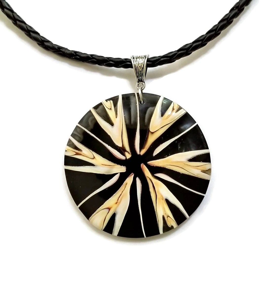 Large Strombus Seashell Pendant • Sunburst of Center Cut Shells in ...