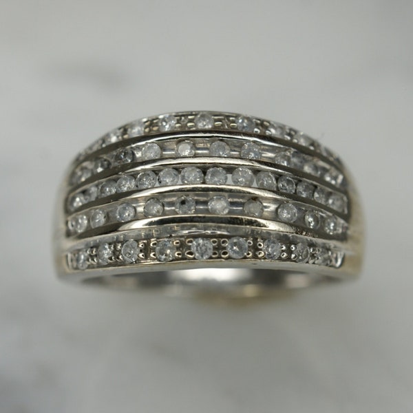 Five Row Diamond Ring - Etsy