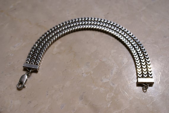 Sterling Triple-Box Link Bracelet - Gem