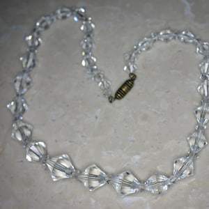 Faceted Clear Crystal Double Cone Bead Necklace With Brass Clasp - Etsy