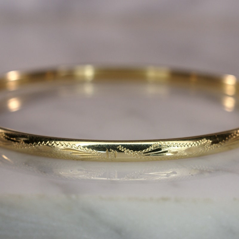 Gold Bangle Bracelet 14k - Etsy