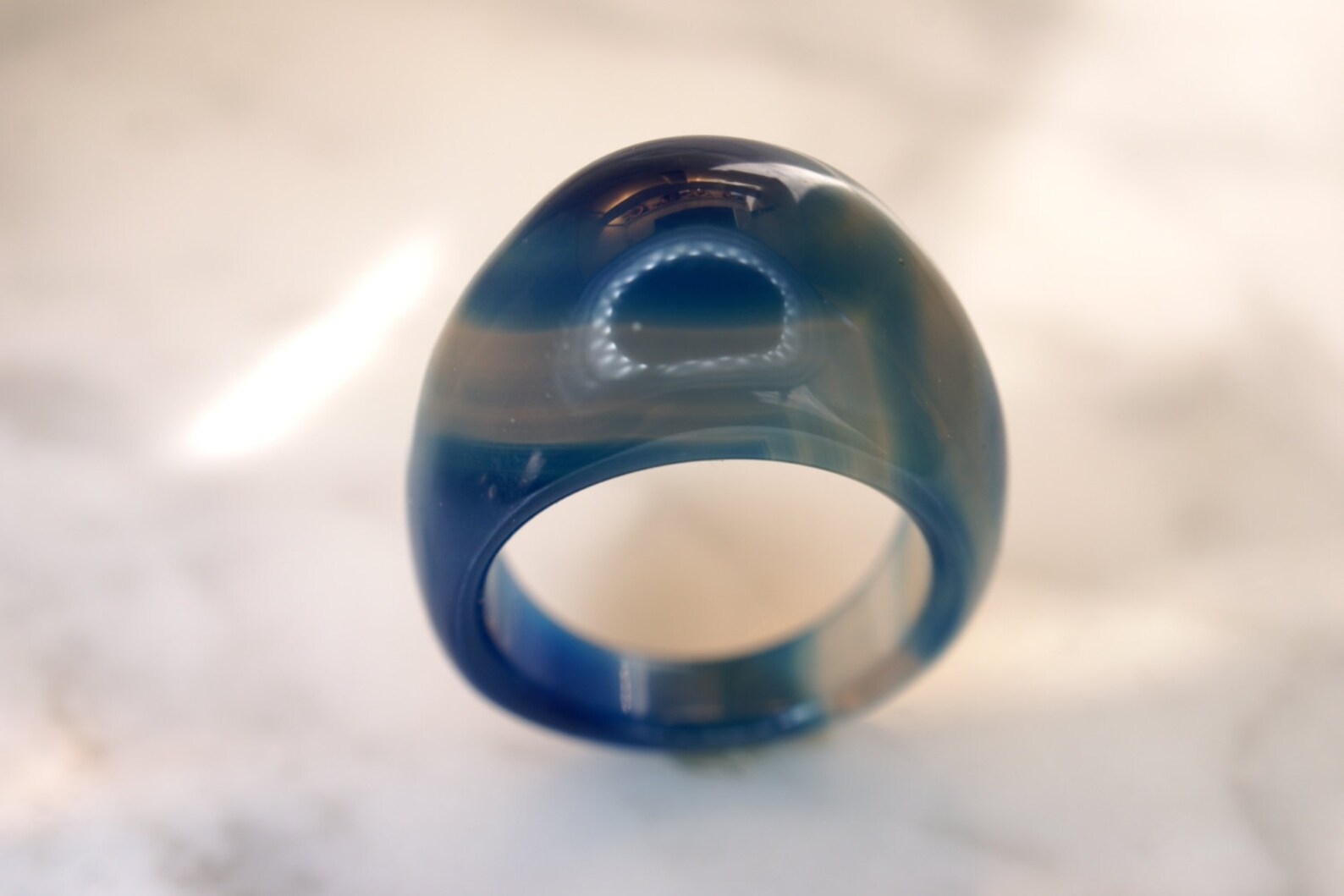 Carved Blue Agate Ring - Etsy