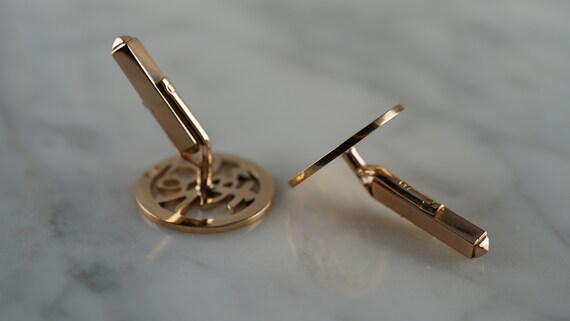 14K Yellow Gold Chinese Symbol Cufflinks - Gem