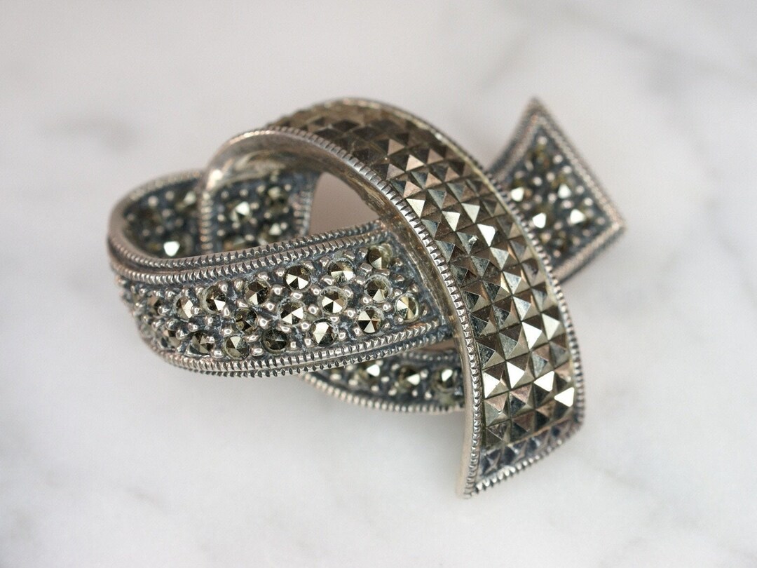 Judith Jack Sterling Silver and Marcasite Pin - Etsy