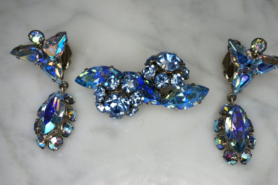 Finely Fabricated Matching Set of Blue Aurora Borealis Pin and | Etsy