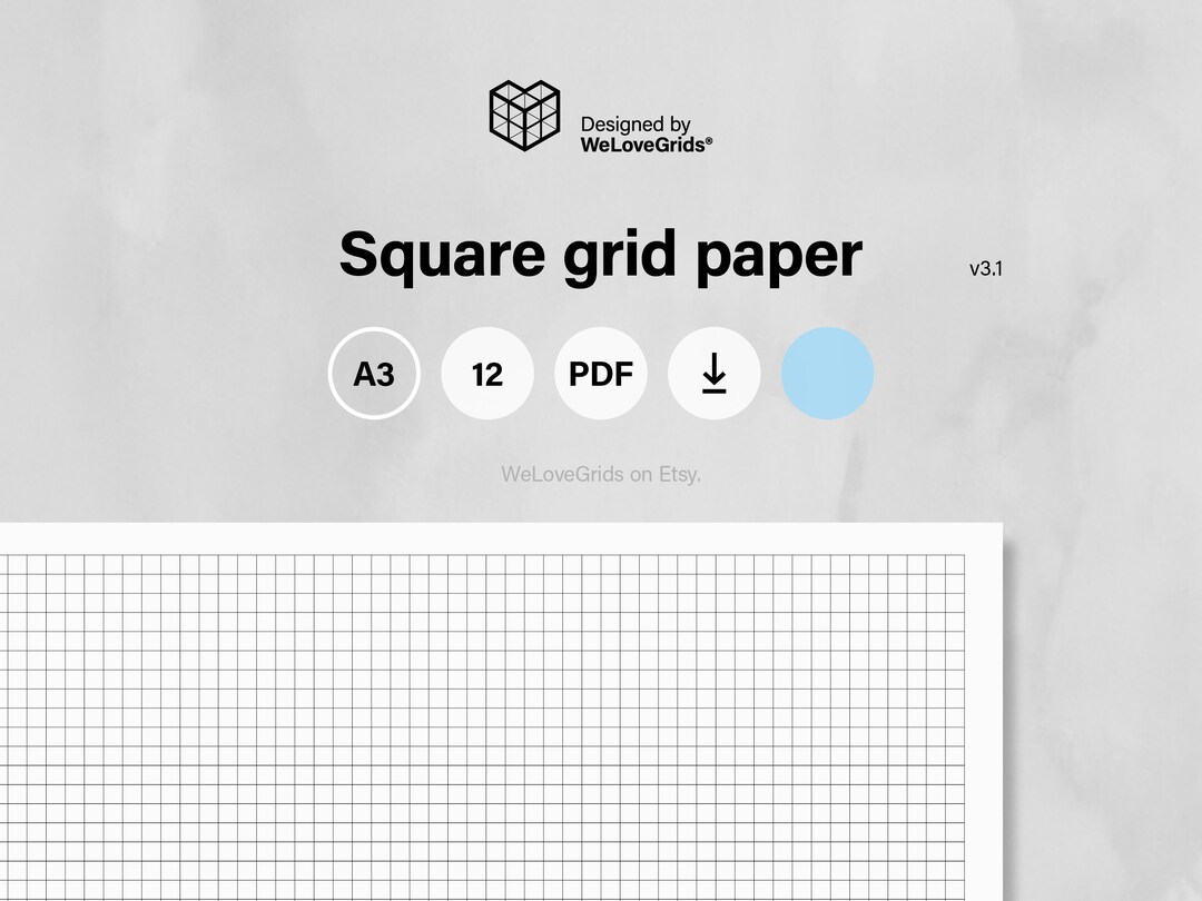 Square Grid Paper / A3 / Digital Grid Paper / Creative Tools / Blue ...