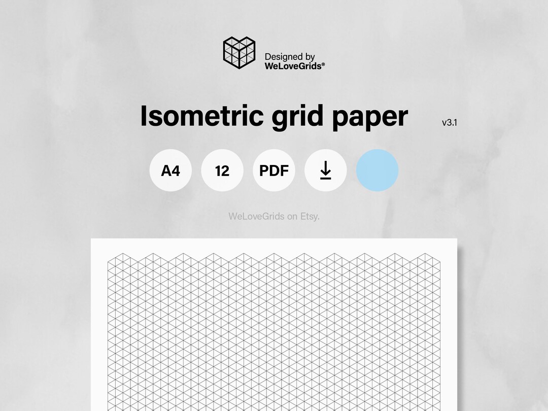 Isometric Grid Paper / A4 / Digital Grid Paper / Creative Tools / Blue ...