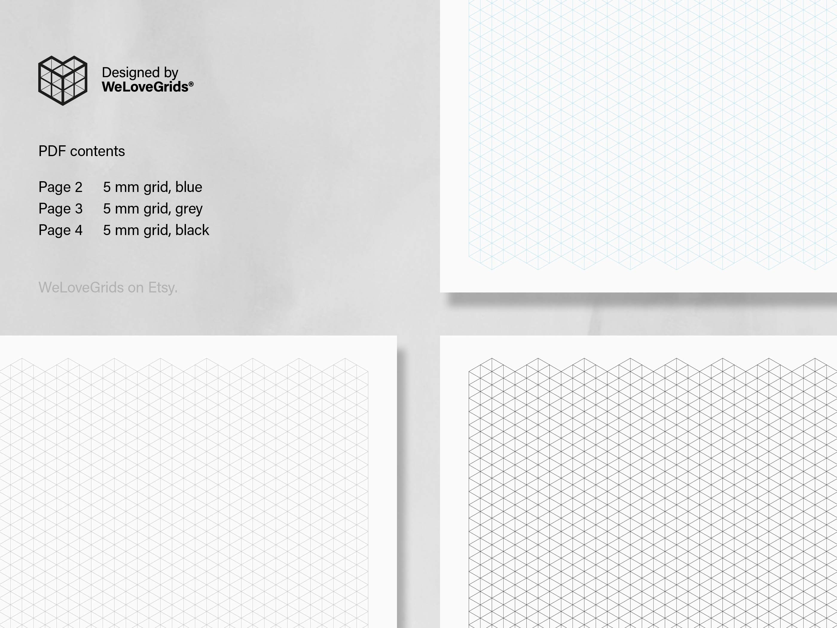 Isometric Grid Paper / A3 / Digital Grid Paper / Creative Tools / Blue ...