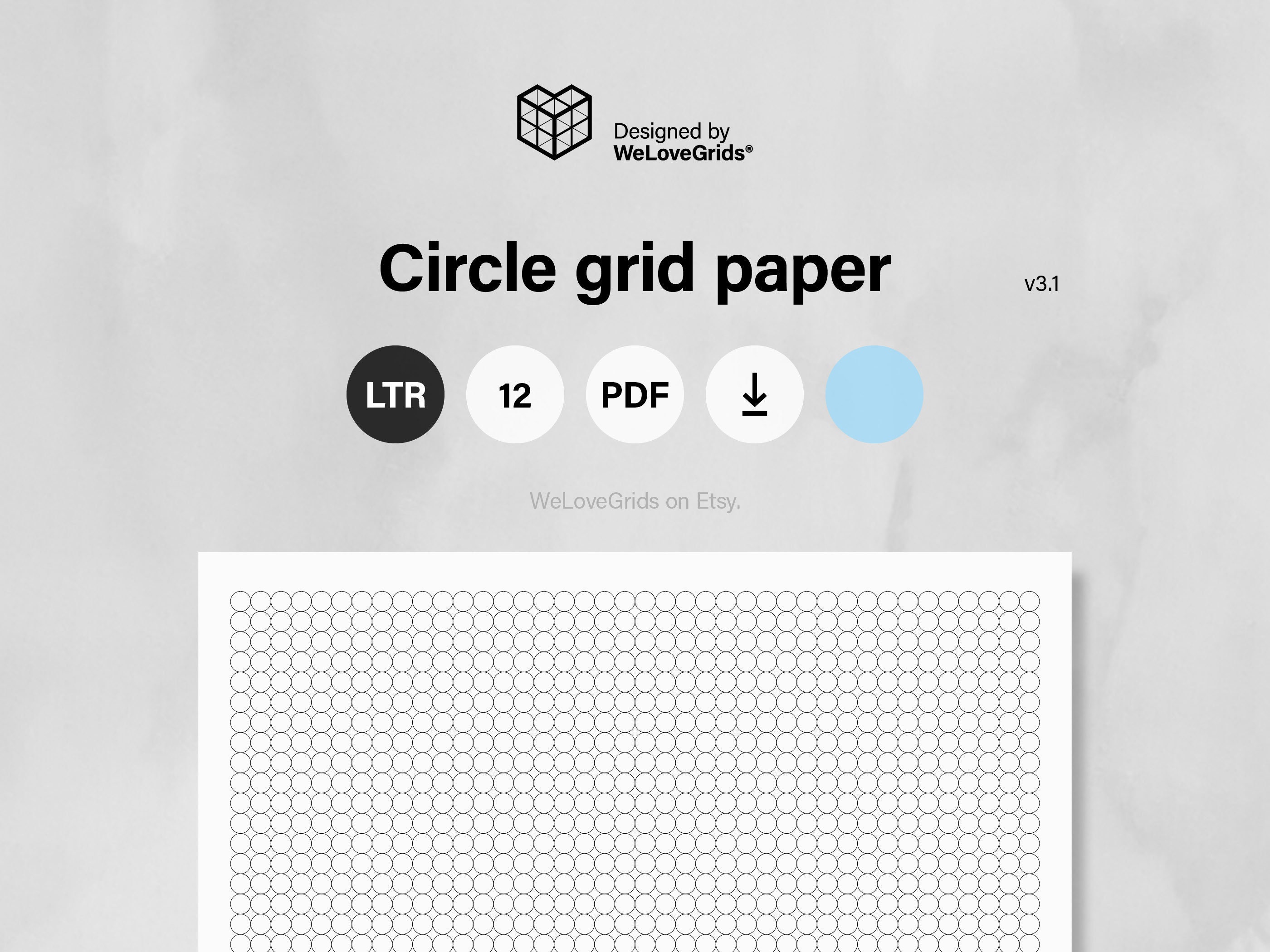 US Letter Circle Grid Paper – 5 Mm 10 Mm, Tile and Offset Styles, Blue ...