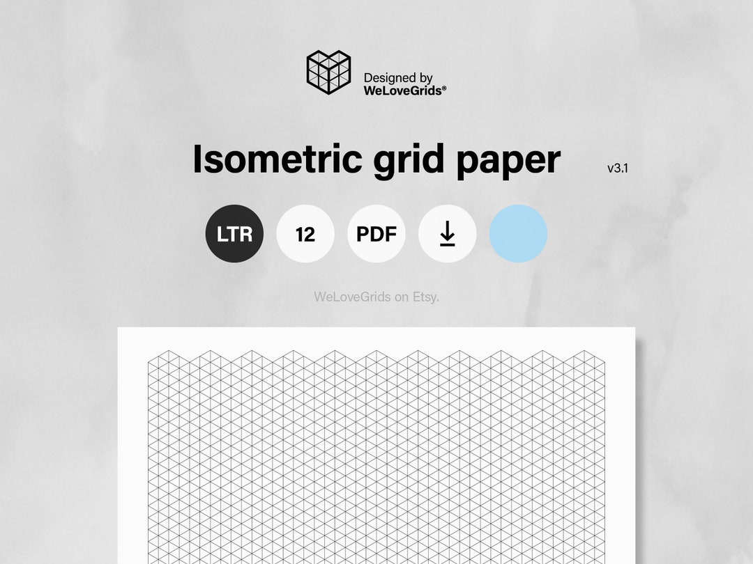 Isometric Grid Paper / Letter (ANSI A) / Digital Grid Paper / Creative ...