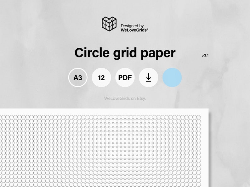 Circle Grid Paper / A3 / Digital Grid Paper / Creative Tools / Blue ...
