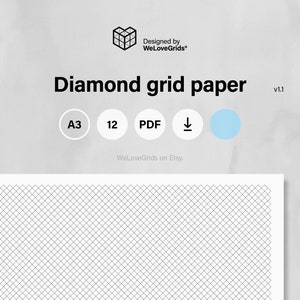 Diamond Grid Paper / A3 / Digital Grid Paper / Creative Tools / Blue ...