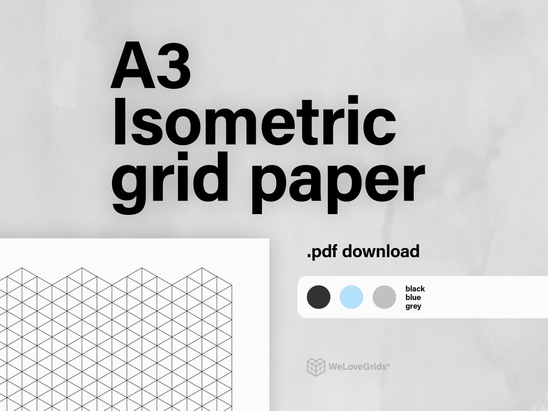 A3 Isometric Grid Paper – 5 Mm 10 Mm, Line and Dot Styles, Blue Grey ...