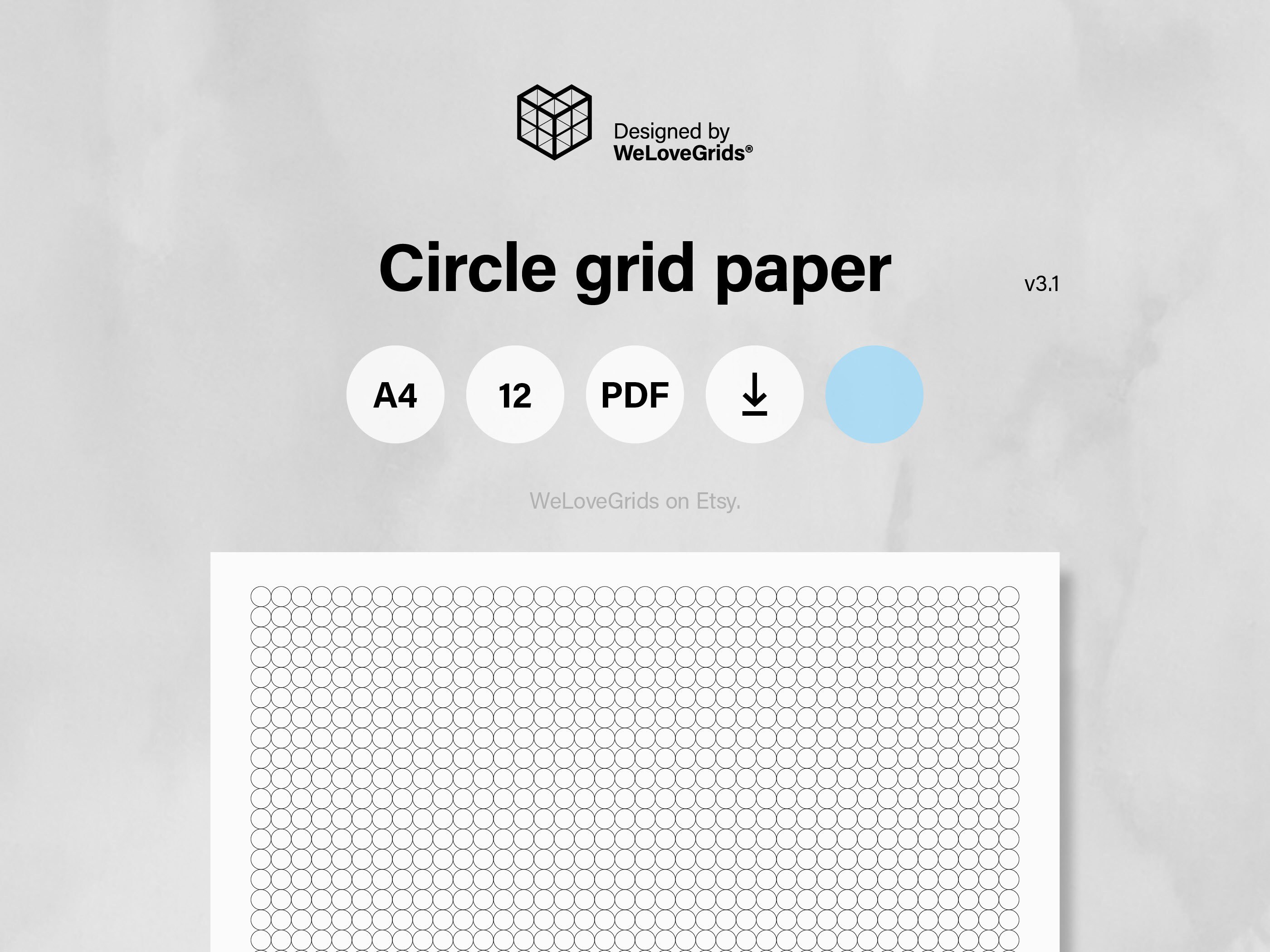 Circle Grid Paper / A4 / Digital Grid Paper / Creative Tools / Blue ...