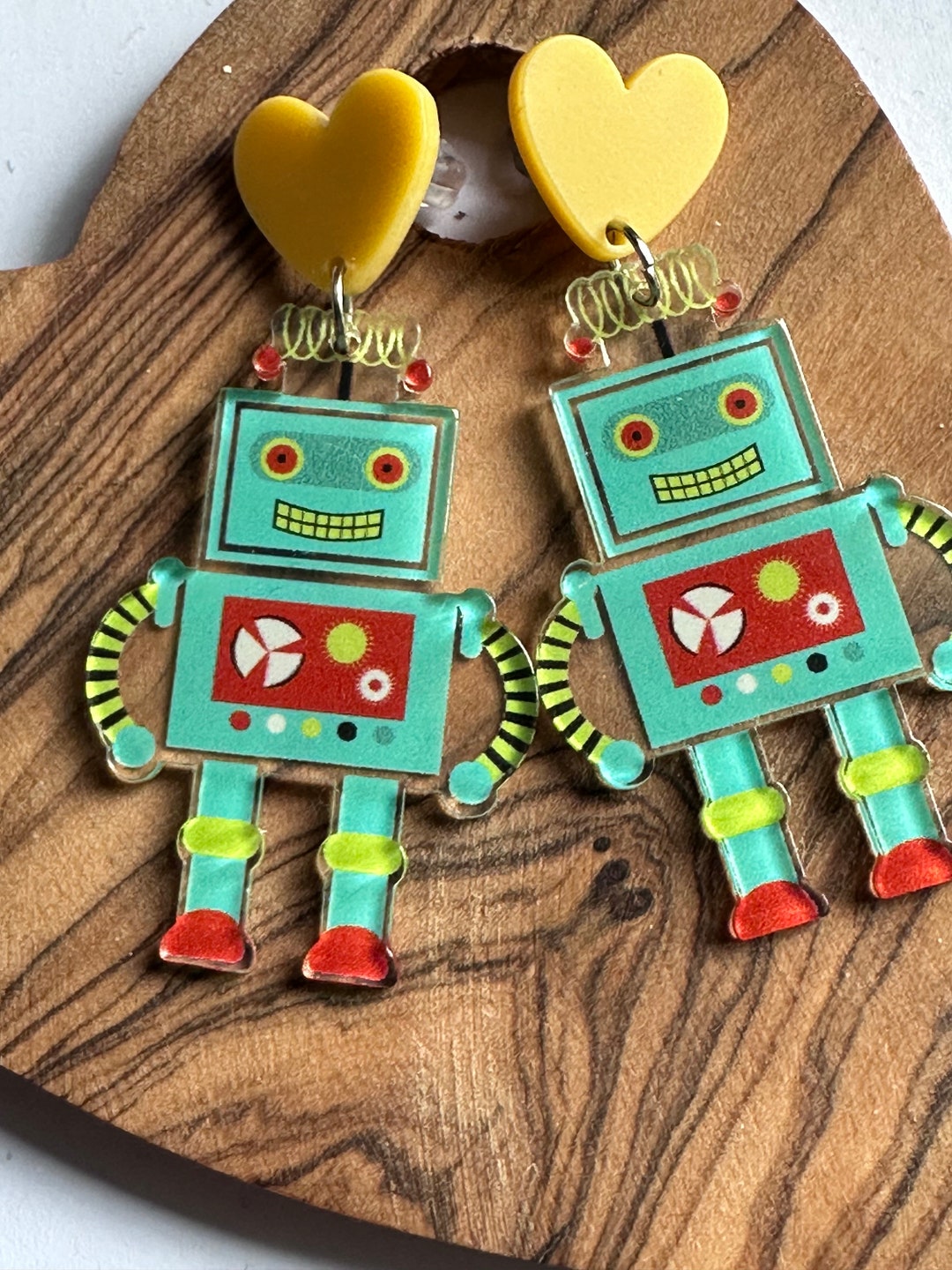 Robot Acrylic Statement Earrings - Etsy