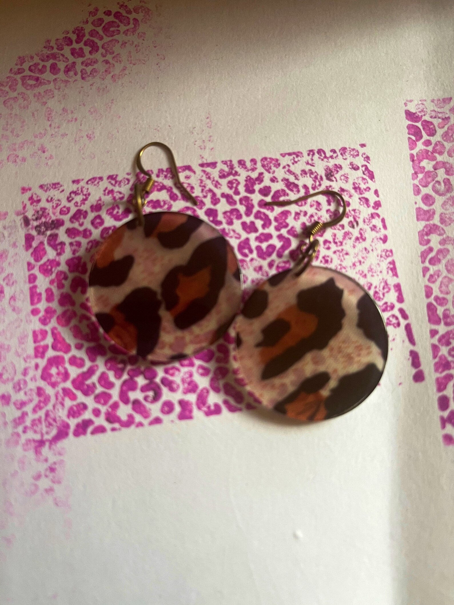 Leopard Print Circle Earrings - Etsy