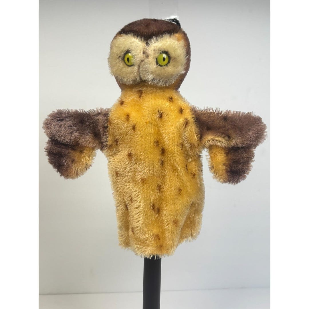 Steiff Owl Wittie Hand Puppet Germany Original Tag and Button 317 ...