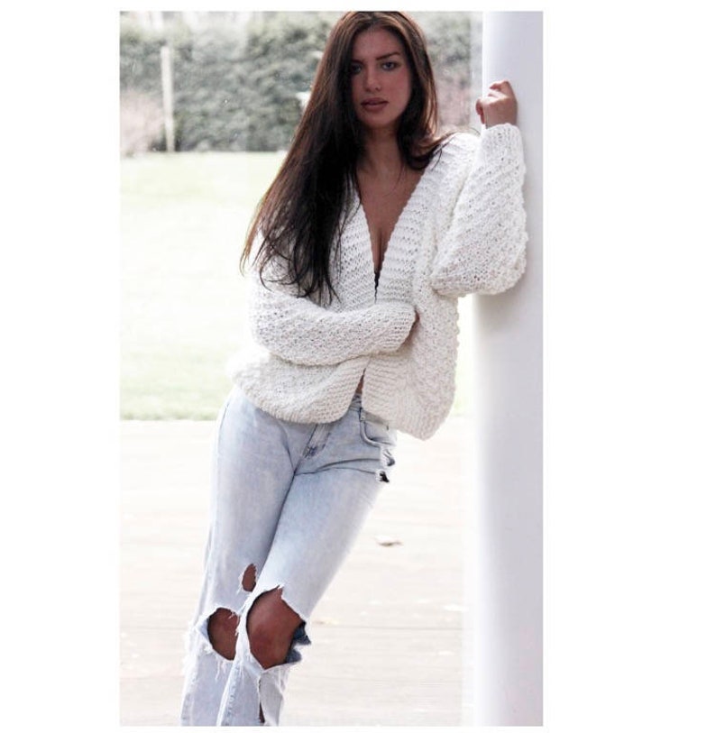 Ready to Go Chunky Wool Cardigan, off White Cardigan, Slouchy Sweater ...