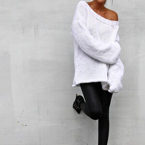 Oversized White Sweater, Big Chunky Sweater, Loose Sweater, Oversized ...