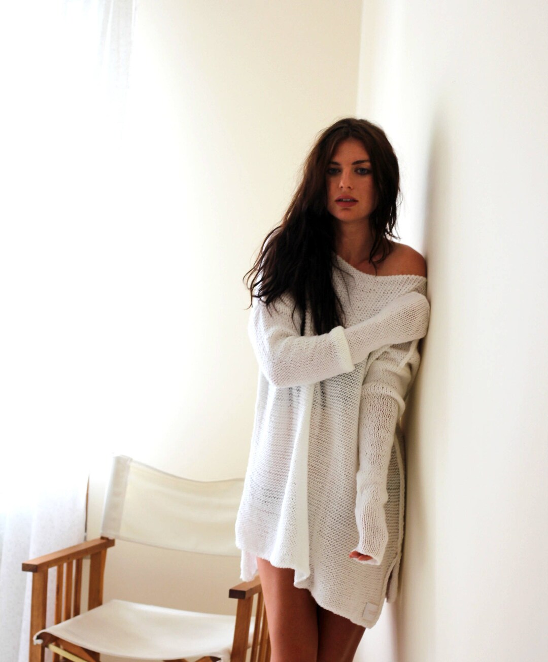 Big Slouch Sweater Oversized White Sweater Oversized - Etsy