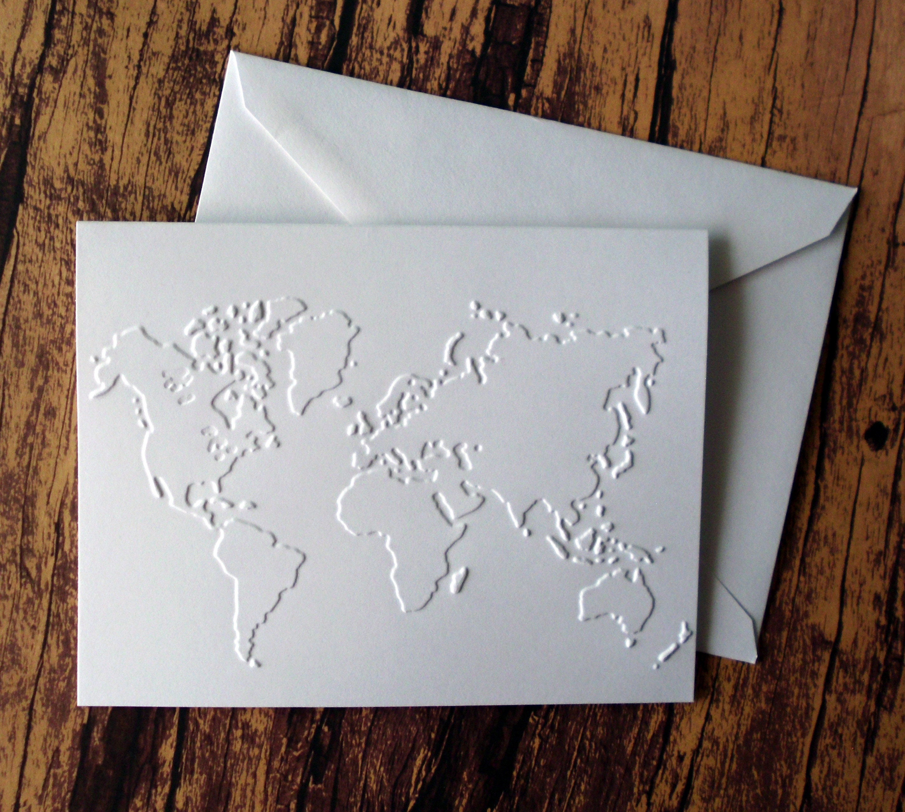 World Map Cards Set of 5 Blank Traveler Note Cards Map | Etsy