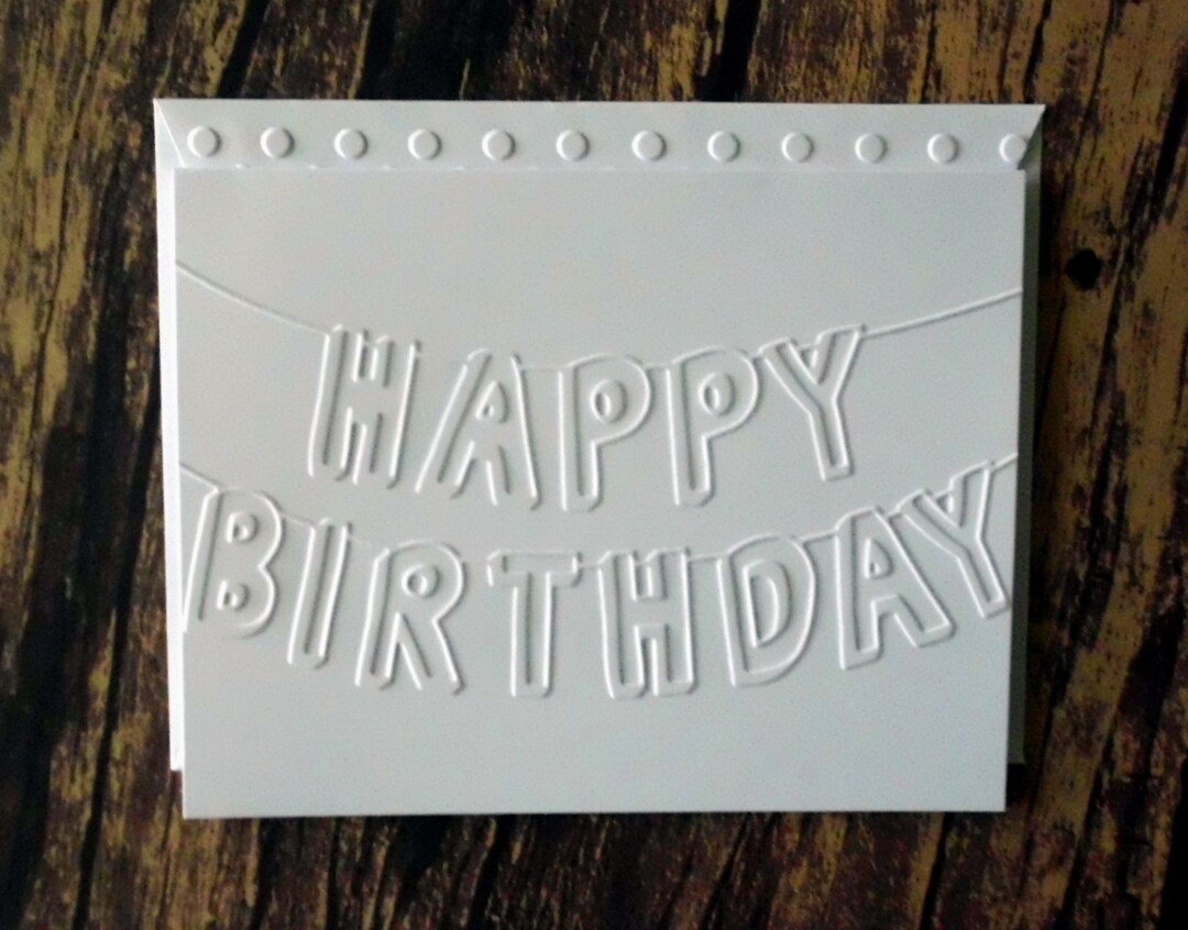 Happy Birthday Cards Set of 5 White Embossed Birthday - Etsy