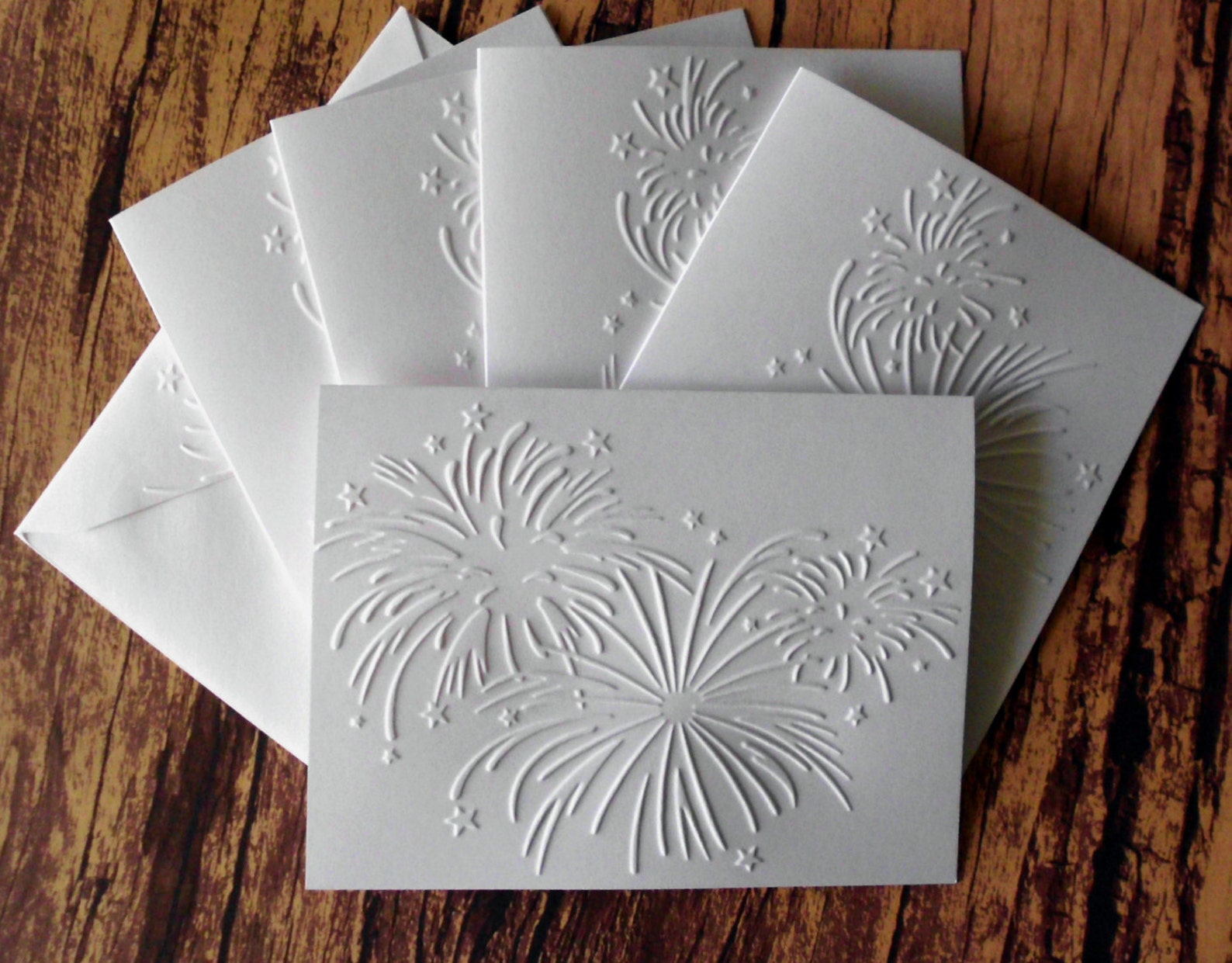 Embossed Fireworks Cards, Set of 5, 4th of July Cards, Blank ...