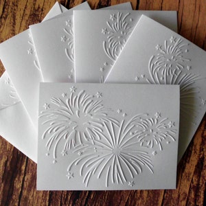 Embossed Fireworks Cards, Set of 5, 4th of July Cards, Blank ...