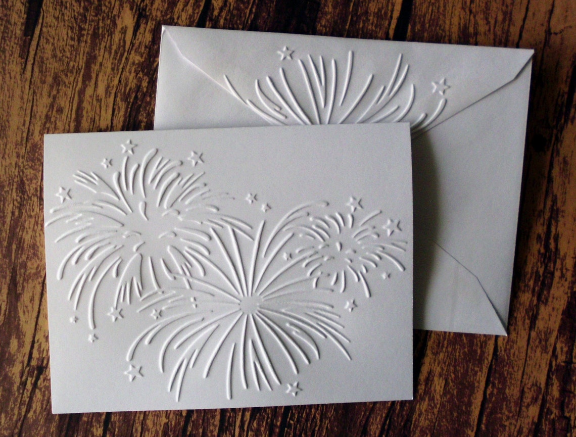 Embossed Fireworks Cards, Set of 5, 4th of July Cards, Blank ...