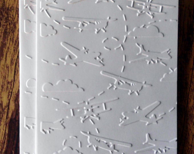 Airplane Cards, Set of 5, Fighter Jet Cards, Embossed Note Cards ...