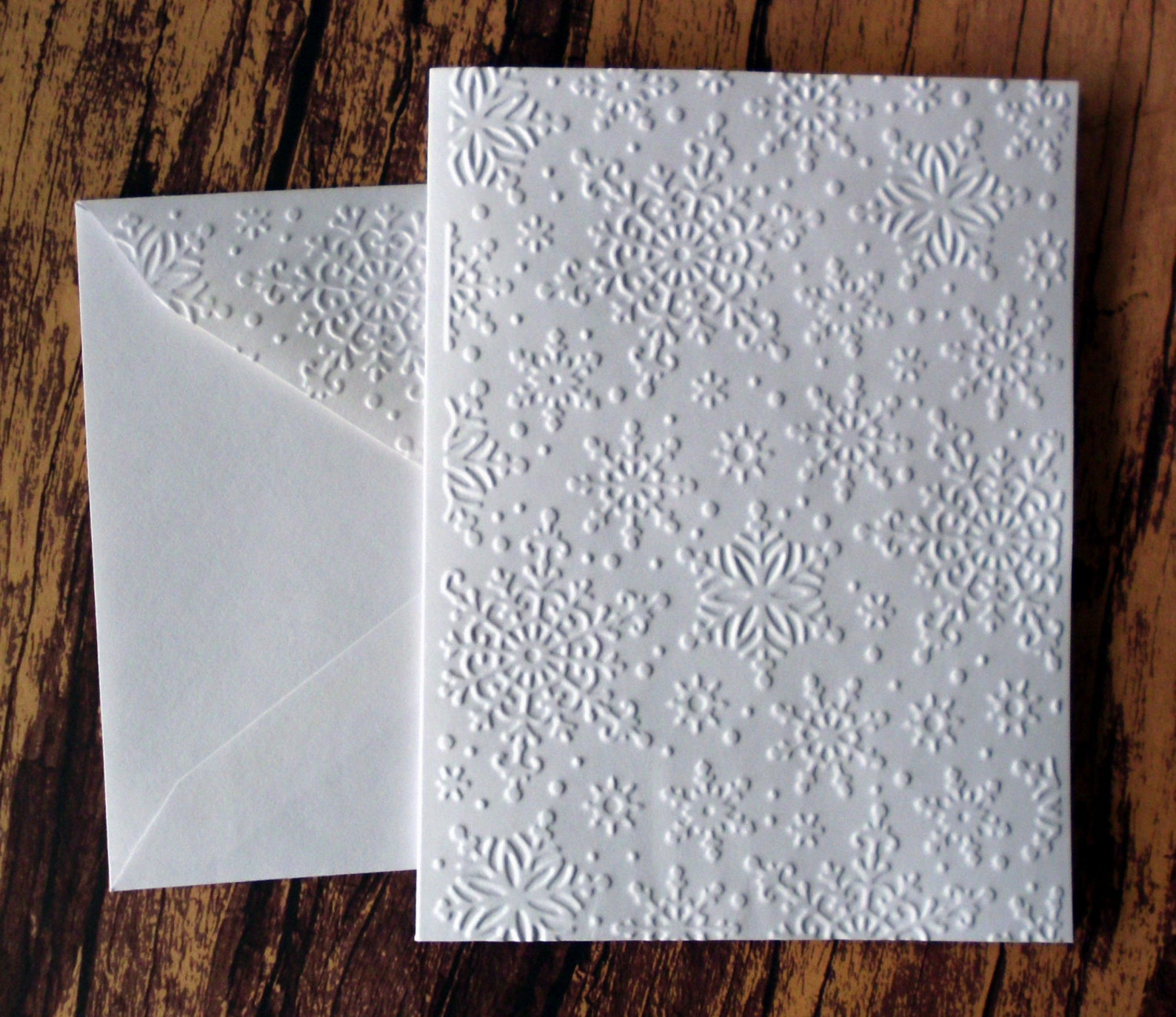 Snowflake Cards Set of 5 White Embossed Christmas Cards - Etsy