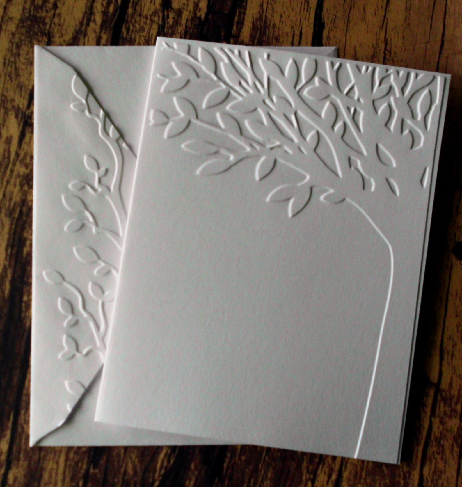 Tree Cards Set of 5 White Embossed Tree Cards Autumn Fall | Etsy