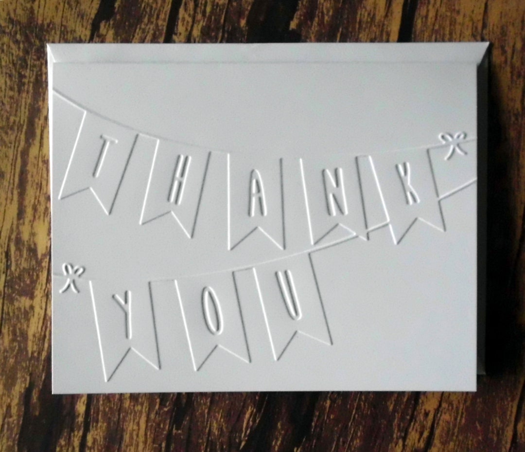 Embossed Thank You Cards, Set of 5, Wedding Thank You Card, Graduation ...