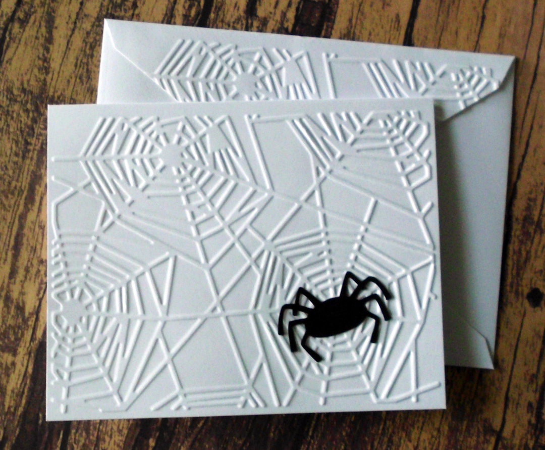 Spider Web Cards, Set of 5, Embossed Halloween Cards, Note Cards ...