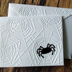 Spider Web Cards, Set of 5, Embossed Halloween Cards, Note Cards ...