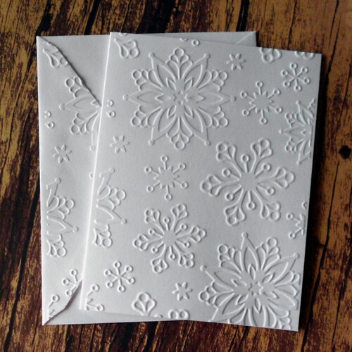 Snowflake Cards Set of 5 White Embossed Christmas Cards - Etsy