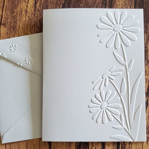 Daisy Cards, Set of 5, White Embossed Daisy Note Card Set, Daisy ...