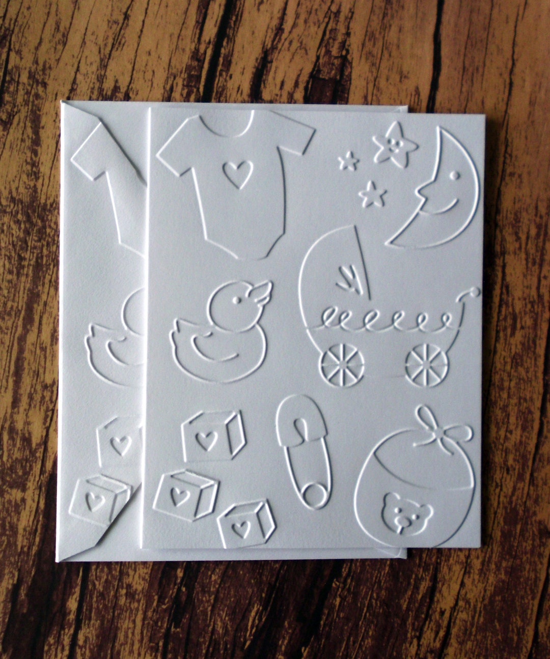 Baby Icon Cards, Set of 5, Embossed Baby Shower Invitations for Boy or ...
