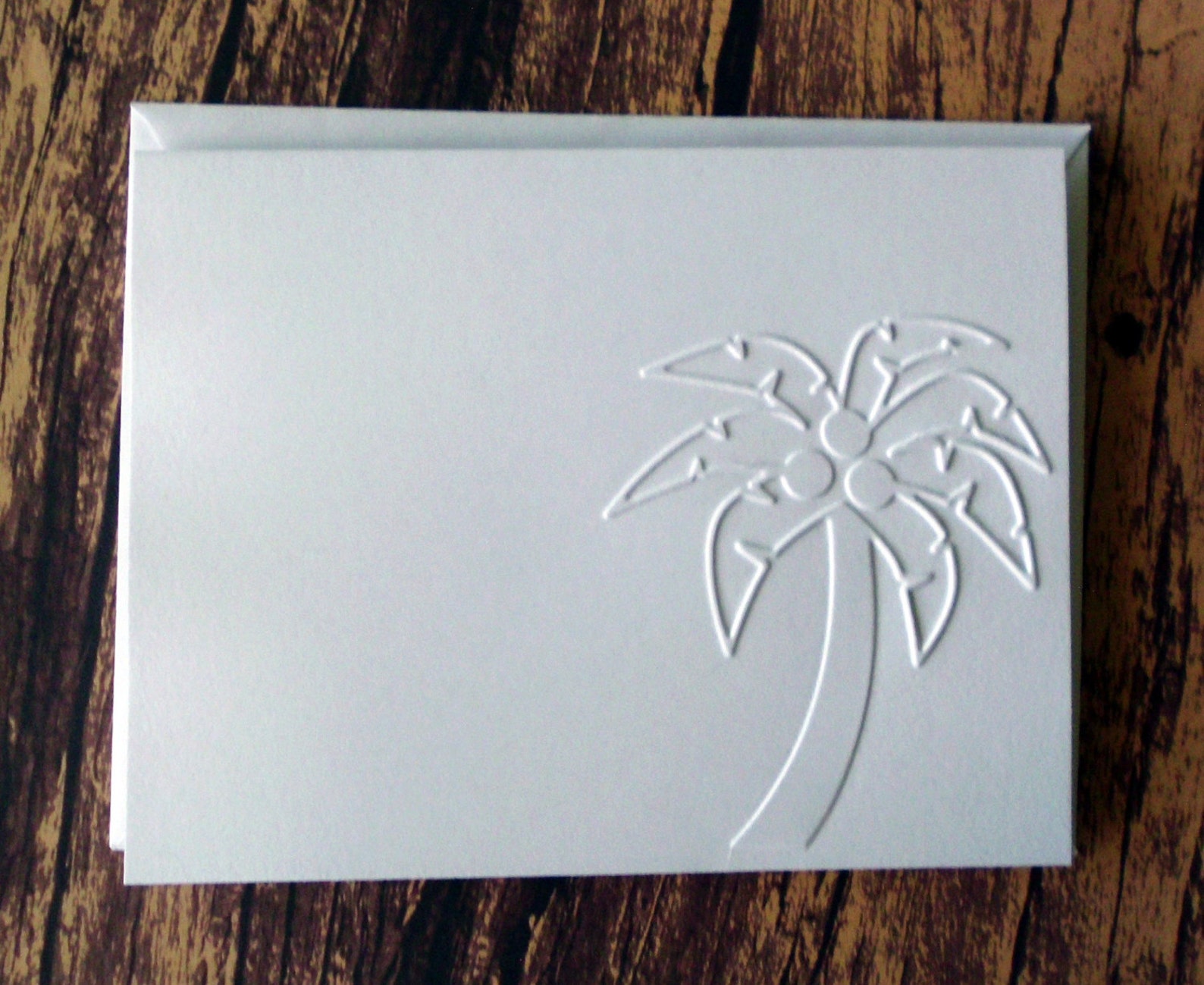 Palm Tree Cards Set of 5 White Embossed Card Set Tropical - Etsy