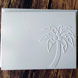 Palm Tree Cards, Set of 5, White Embossed Card Set, Tropical Cards ...