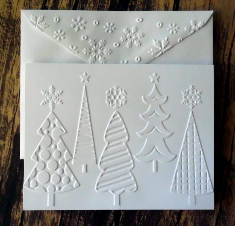 Embossed Christmas Cards Set of 5 Assorted Christmas Tree - Etsy